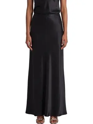 Alberta Ferretti Alberta Ferretti High-Waisted Satin Pencil Skirt With Asymmetrical Hem Black