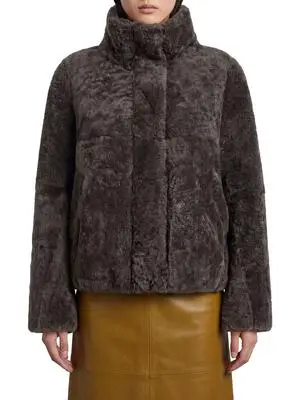 Brunello Cucinelli Cropped High-neck Shearling Jacket - Grey