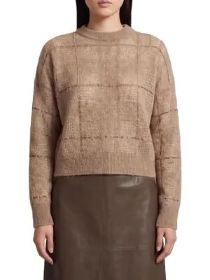 Brunello Cucinelli Mohair Blend Crewneck Jumper With Sequin Embroidery - Beige