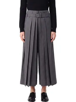 BRUNELLO CUCINELLI Brunello Cucinelli Cropped Wide-Leg Pleated Wool Trousers