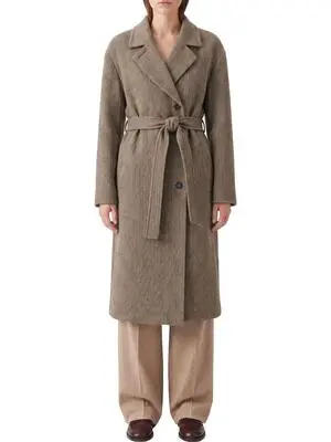 Brunello Cucinelli Chevron Wool Coat - Camel