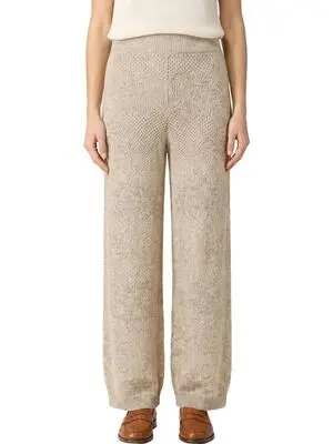 Brunello Cucinelli Sequin-embroidered Wool-knit Trousers - Beige