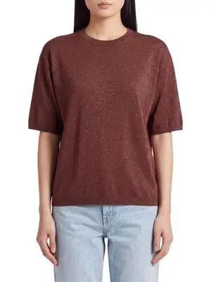 Brunello Cucinelli Brunello Cucinelli Ribbed Knit Short Sleeve Pullover Red