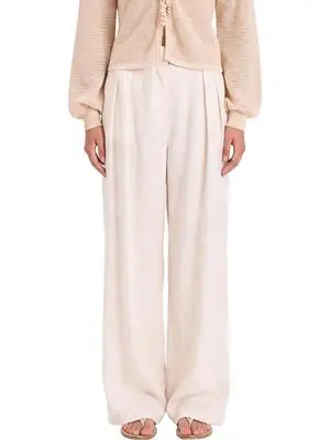 TWINSET Lyocell Palazzo Trousers - Beige