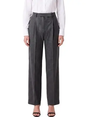 SELF-PORTRAIT Wool High-waisted Wide-leg Tailored Trousers - Grey