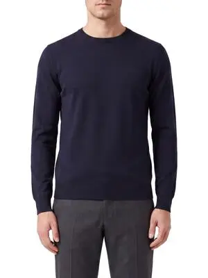 Tagliatore 100% Wool Crew Neck Jumper - Blue