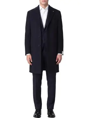 Tagliatore Single-breasted Knee-length Wool Coat - Blue