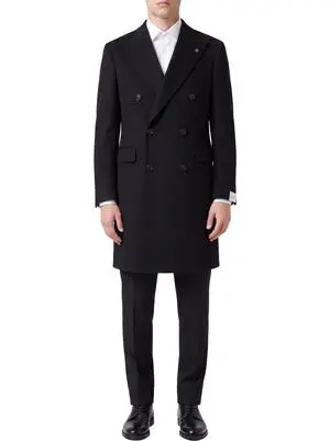 Tagliatore Double-breasted Knee-length Wool Coat - Black