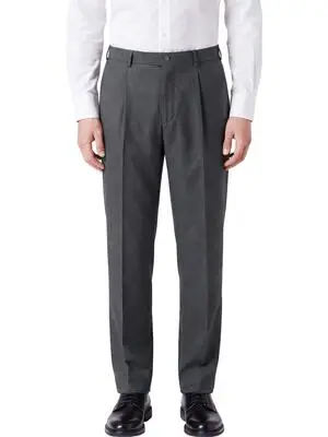 BRIGLIA 1949 Slim Fit Pleated Virgin Wool Tailored Trousers - Grey