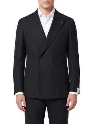 Tagliatore Double-breasted Peak Lapel Wool Blazer - Blue