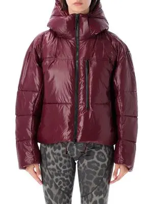 Adidas By Stella McCartney Short Hooded Puffer Jacket In Recycled Nylon - Brown