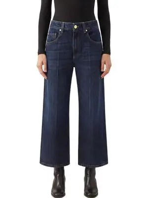 BRUNELLO CUCINELLI Brunello Cucinelli High-Waisted Cropped Cotton Denim Jeans With Monili Detail
