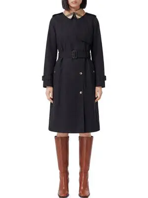 Burberry Double-breasted Knee-length Cotton Trench Coat - Black