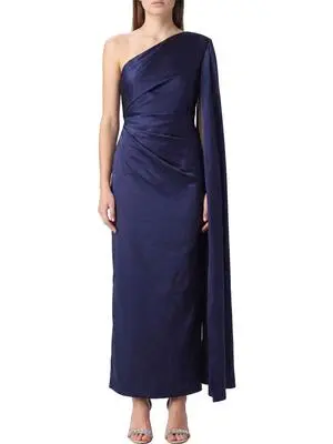 Solace London One-shoulder Draped Waist Gown - Blue