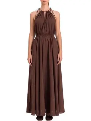 TWINSET Twinset U&B Cotton Maxi Dress With Halterneck