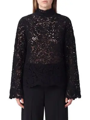 SEMICOUTURE Semicouture Long-Sleeve Lace Turtleneck Evening Top