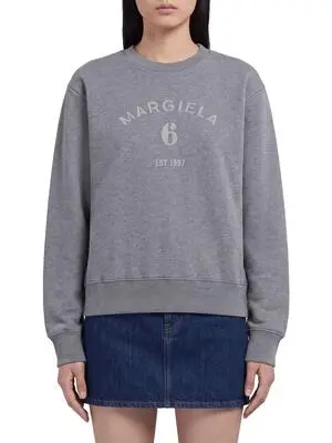 MAISON MARGIELA Jacquard Logo Cotton Crewneck Sweatshirt - Grey