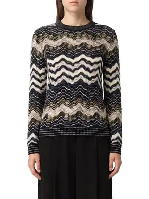 Missoni Multicolor Zig-zag Wool Blend Slim Fit Jumper - Navy