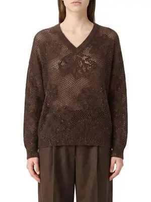 Brunello Cucinelli V-neck Pullover Sweater - Brown