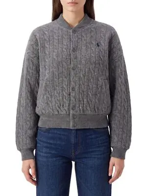 POLO RALPH LAUREN Polo Ralph Lauren Wool And Cashmere Bomber Collar Relaxed Fit Cardigan