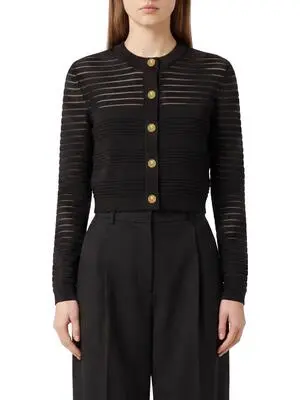 Balmain Slim-fit Viscose-knit Cardigan With Embossed Buttons - Black