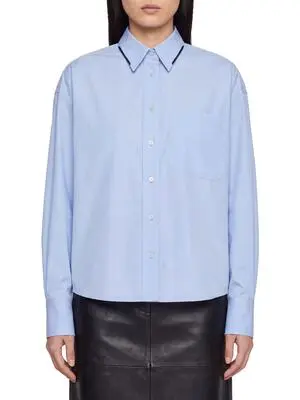 Brunello Cucinelli Brunello Cucinelli Cotton Shirt With Monili Embroidery Blue