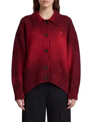 Attico The Attico Relaxed Fit Wool Monogram Cardigan Red