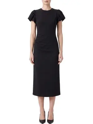 ROTATE BY BIRGER CHRISTENSEN Rotate Short-Sleeved Crêpe Sheath Midi Dress