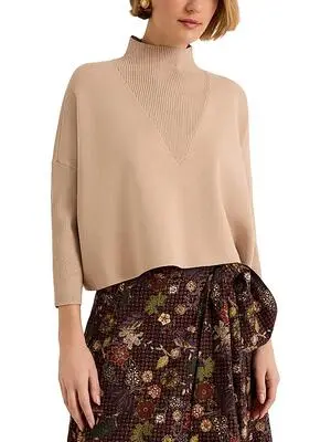 MARIE OLIVER Claudie Mock Neck Crop Top - Camel