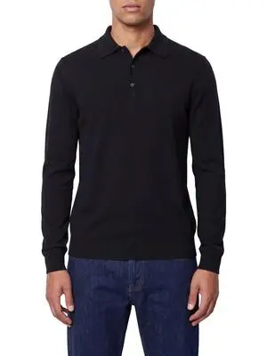ROBERTO COLLINA Merino Wool Knit Polo Shirt - Black