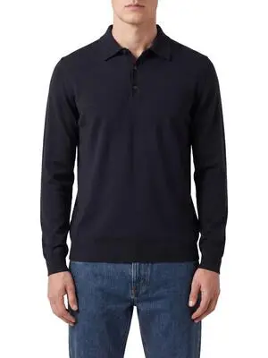 ROBERTO COLLINA Merino Wool Knit Polo Shirt - Blue