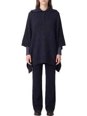 Fabiana Filippi Textured Knit Poncho - Blue