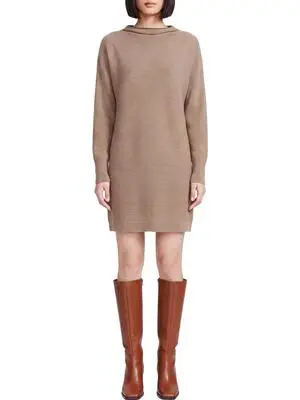 Brunello Cucinelli Wool, Cashmere And Silk Knit Mini Dress With Monili Embroidery - Beige