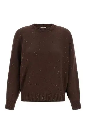 Brunello Cucinelli Sequined Pullover Sweater - Brown