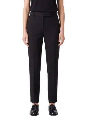 Brunello Cucinelli Slim Fit Stretch-virgin Wool Trousers With Monili Embroidery - Black
