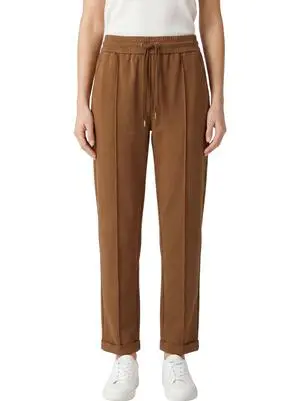 Brunello Cucinelli High-waisted Drawstring Joggers In Stretch Cotton - Brown