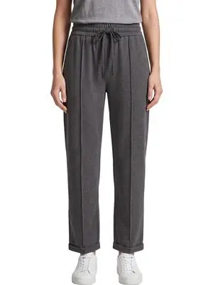 Brunello Cucinelli High-waisted Drawstring Joggers In Stretch Cotton - Grey