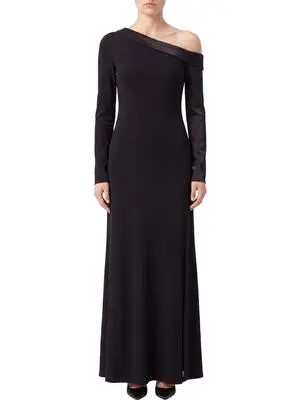Alberta Ferretti One-shoulder Midi Dress With Slit - Black