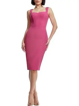 Dress The Population Nicole Sweetheart Neck Bodycon Midi Dress - Bright Fuchsia