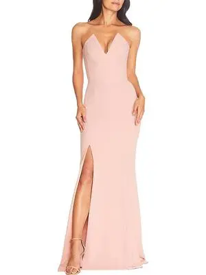 Dress The Population Fernanda Strapless Plunge V-neck Gown - Blush