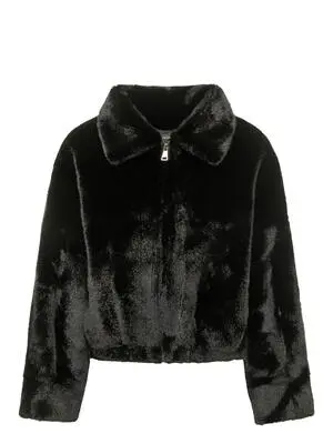 VALENTINI 1972 Faux Fur Zip-up Jacket - Black