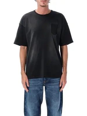 DIESEL® Oversized Crew Neck T-shirt With Chest Pocket - Nero