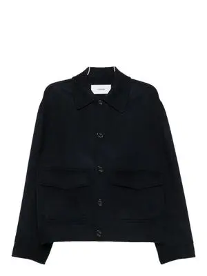 LARDINI Wool And Cashmere Button-front Jacket - Blu
