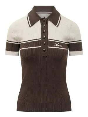 Amiri Script Knit Slim Polo - Husk