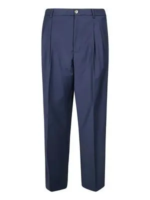 AMARANTO Relaxed Fit Pleated Trousers - Blu