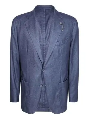 SANTANIELLO Tailored Washed Wool Jacket - Blu