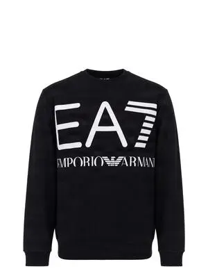 EA7 Crewneck Sweatshirt With Logo Graphic - Black