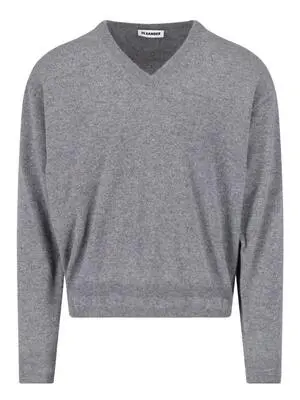 JIL SANDER Cashmere V-neck Sweater - Grey