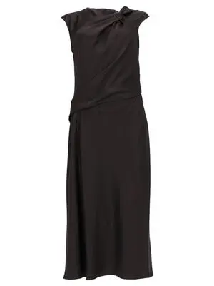 Theory Sleeveless Draped Neckline Midi Dress - Charcoal
