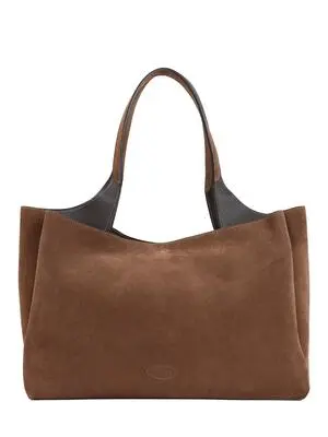 TOD'S Medium Suede Shoulder Handbag - Brown